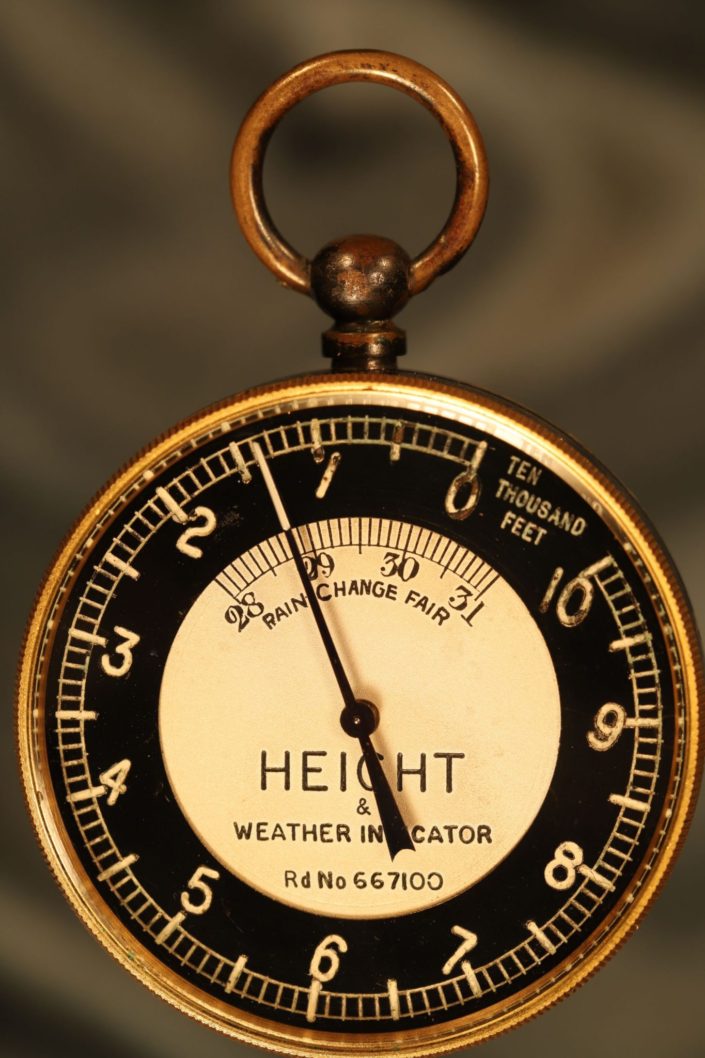 RARE HEIGHT & WEATHER INDICATOR POCKET BAROMETER ALTIMETER BY WHEELER ...