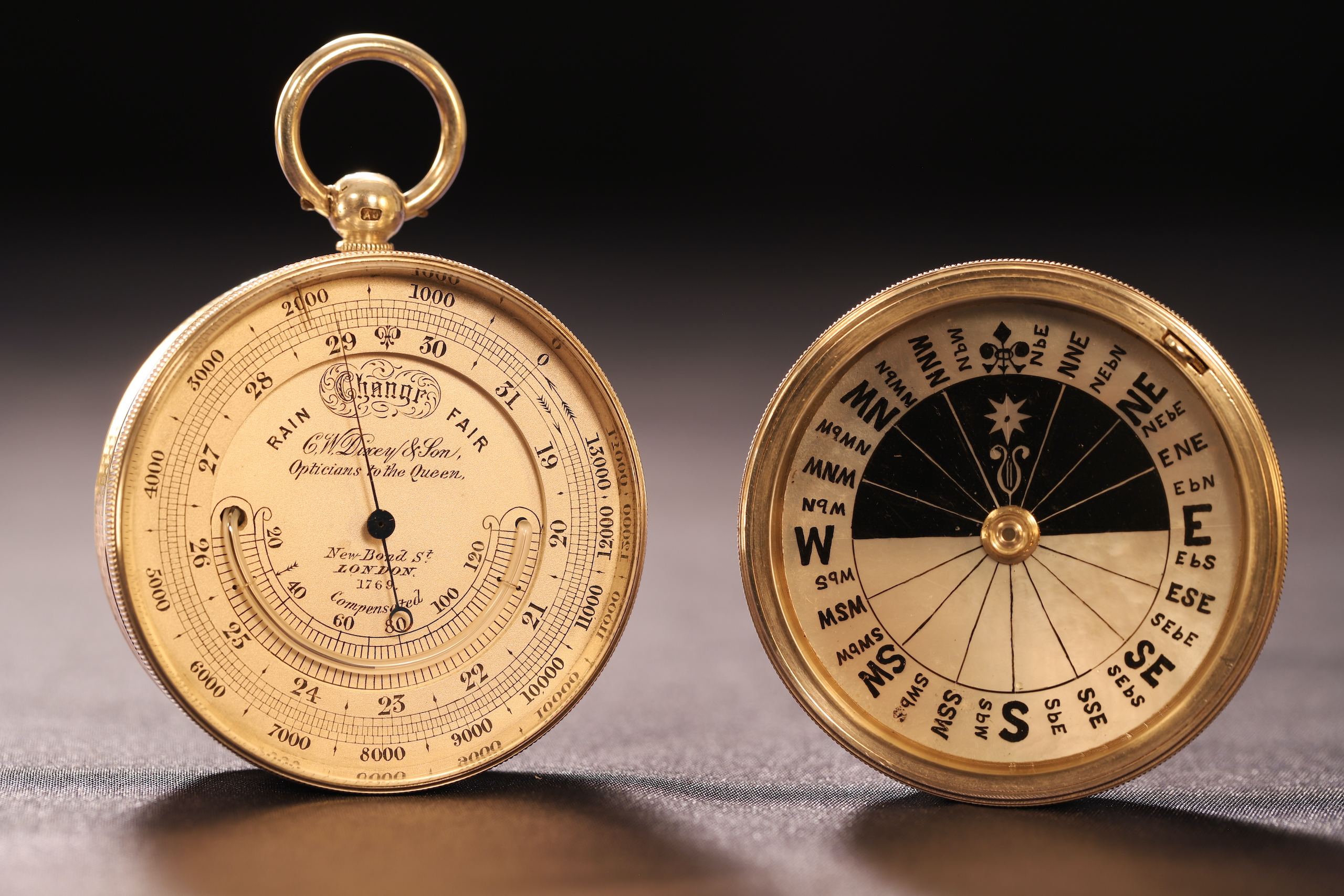 VERY RARE SILVER POCKET BAROMETER COMPENDIUM No 1769 BY DIXEY c1884 ...